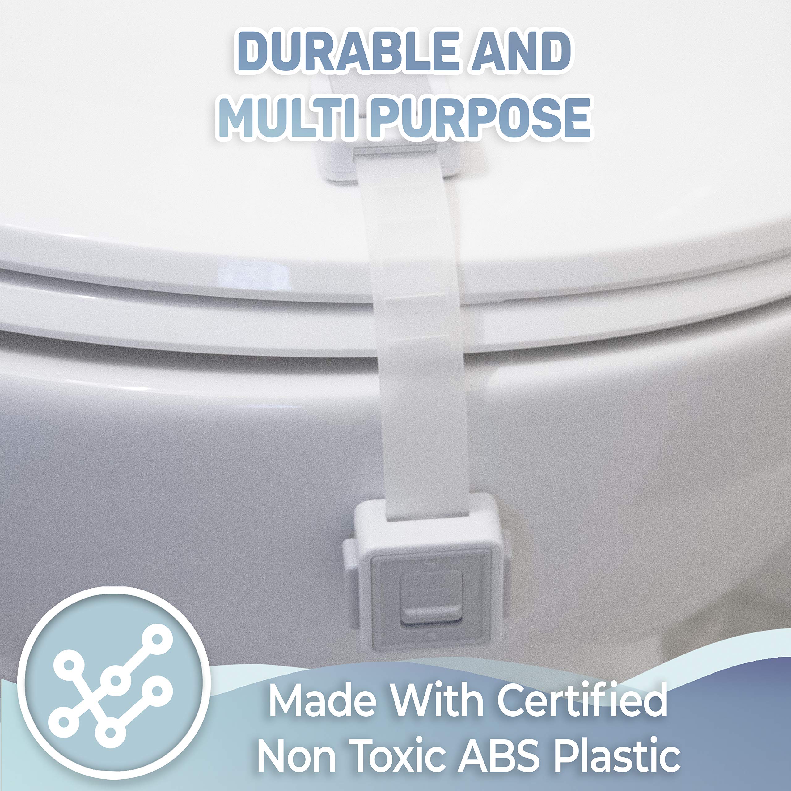 Budding Sprout Durable Strong Safety Strap Lock 6-Set for Baby Safety - for Cabinet, Drawer, Fridge, Toilet, and Furniture - 3M Adhesive Easy Install No Tools Needed