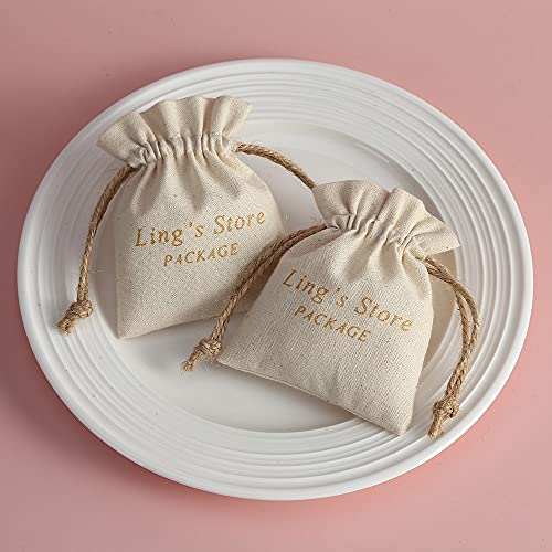 100pcs Jewelry Drawstring Bag for Wedding Christmas Gift Pouches Cotton Jute Velvet Storage Bags Earrings Display Print Logo