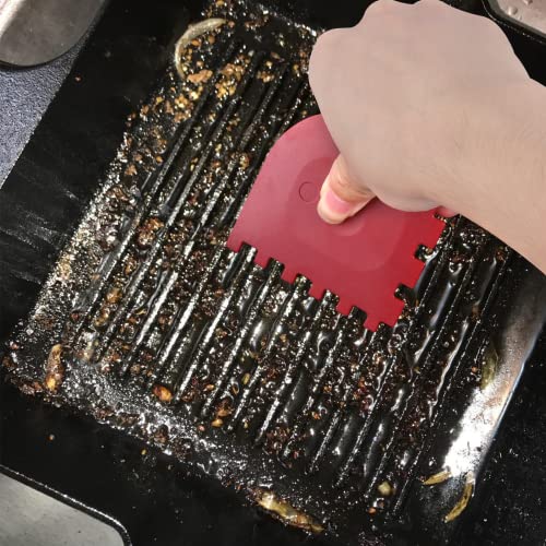 3 Set Plastic Grill Pan Scraper Griddle Scraper Tool Grill Scraper for Griddle Cleaner Grill Cleaning Cast Iron Pan Scraper Cast Iron Accessories Scraper Cast Iron Cleaning Tool Kit Kitchen Scraper
