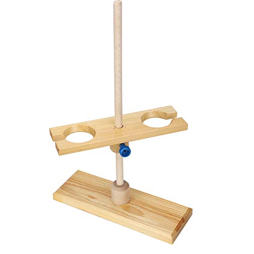 Funnel Stand, 2 Holes Wooden Separating Funnel Stand Holder Adjustable Height Funnel Rack for School Laboratory Experiment Fixing Accessories