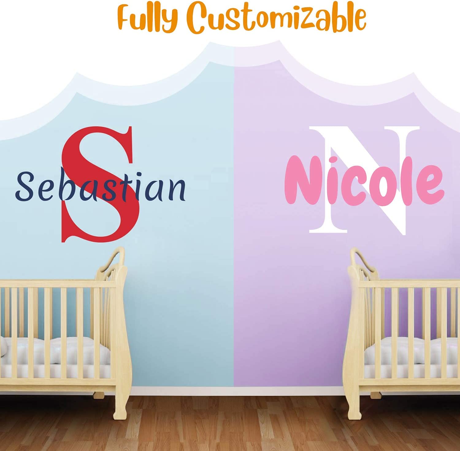 crypto, Multiple Font Custom Name & Initial Nursery Wall Decal - Mural Wall Decal Sticker for Home Children's Bedroom, Car & Laptop (OP002)