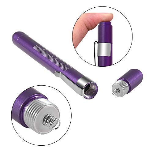 ALMOCN 2 Pack Pen Light,Nurse Medical Reusable LED Penlight White Light with Pupil Gauge and Ruler,Teal and Purple
