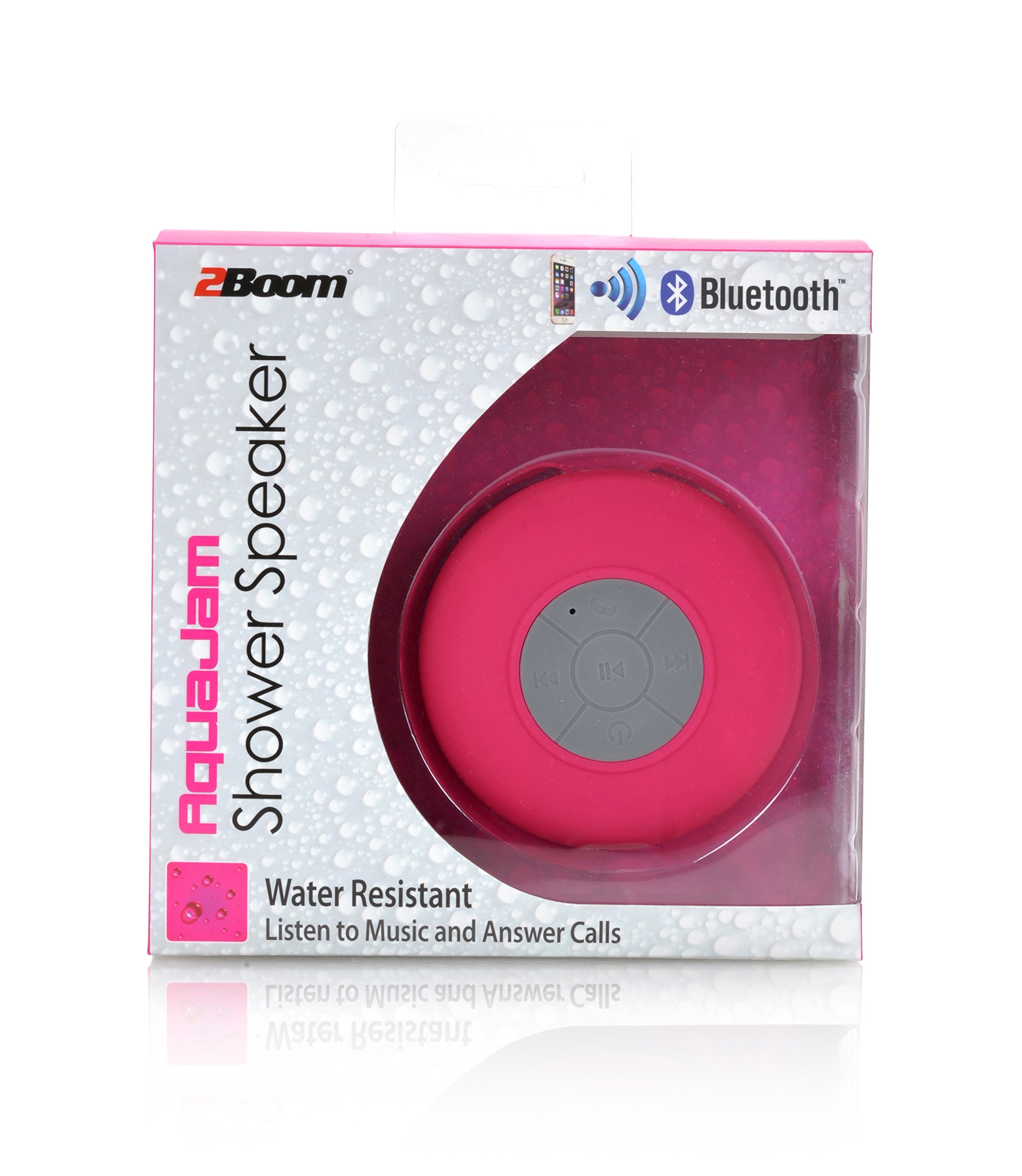 2BOOM Aqua Jam Portable Bluetooth Wireless Water Resistant Shower Speaker with Suction Cup Pink
