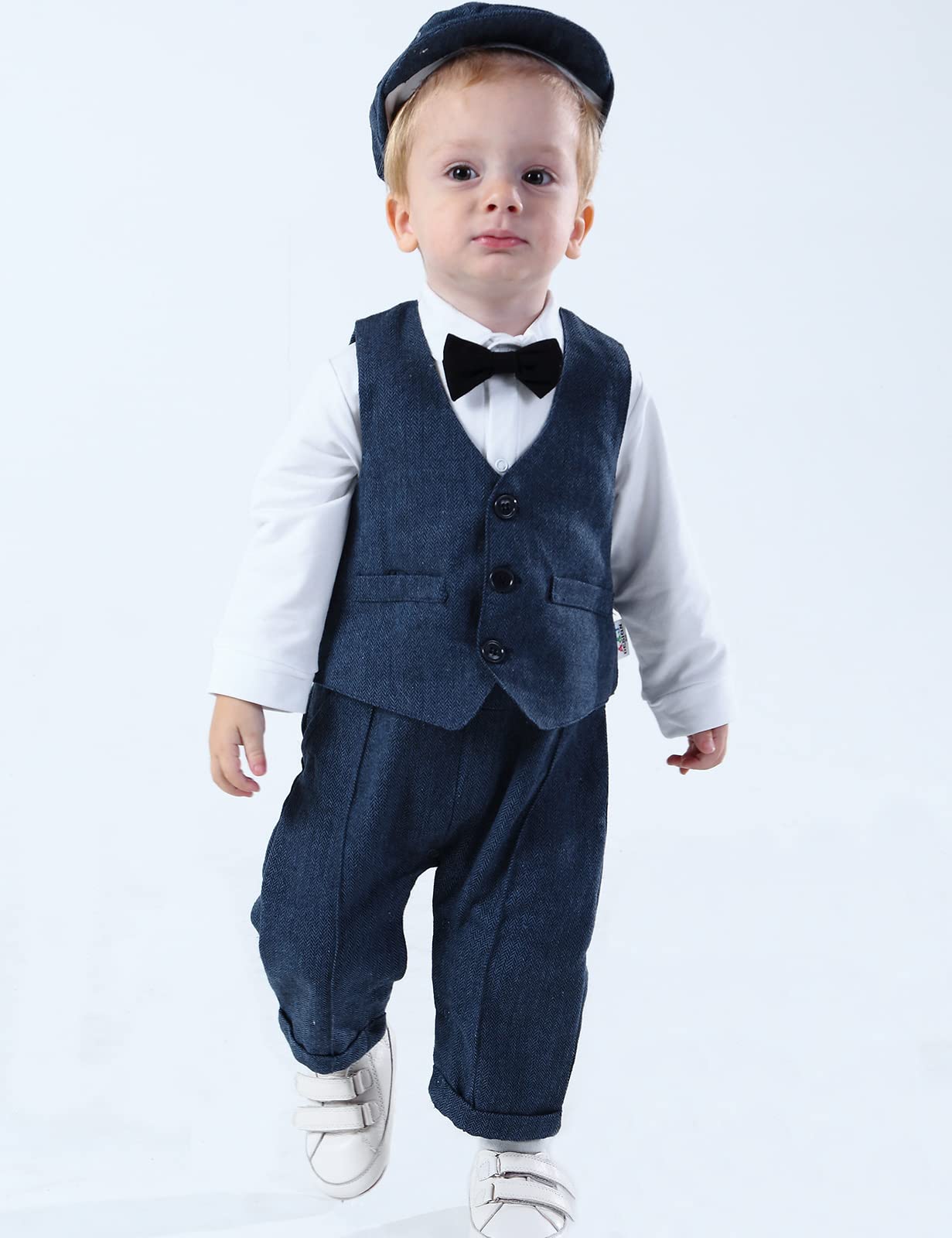 A&J DESIGN Baby Boys Suits Infant Gentleman Wedding Outfit Formal Romper Navy Blue 9-12 Months