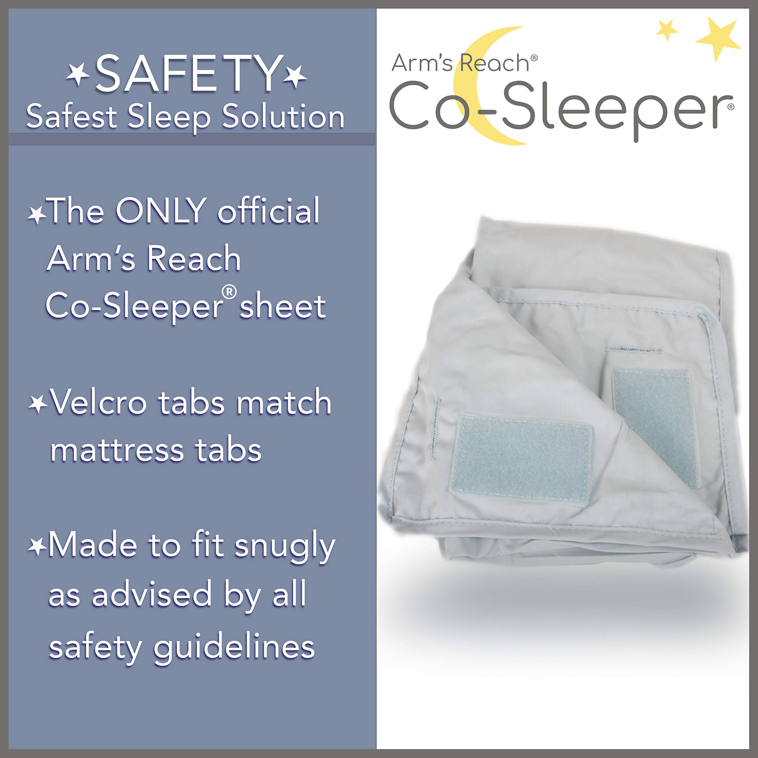 Arm's Reach Co-Sleeper Fitted 100% Cotton Sheets for Ideal Co-Sleeper® Bassinet - Grey