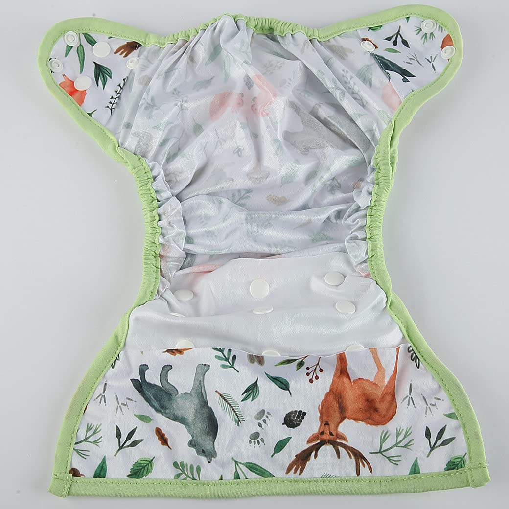 Hibaby One Size Cloth Diaper Cover Snap With Double Gusset (Woodland)