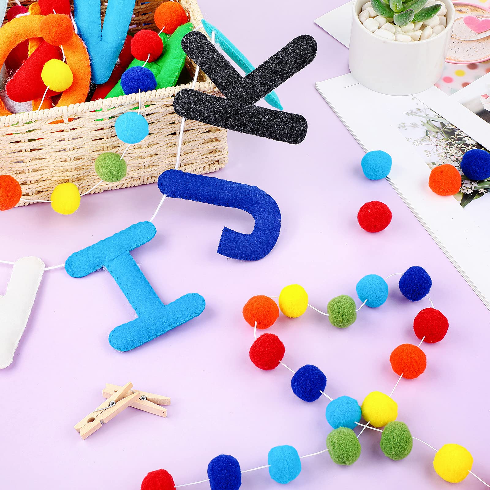 Alphabet Garland Felt Banners Alphabet Wool Felt Garland Letters Banners Wall Hanging for Toddler Room Nursery Baby Room Decor