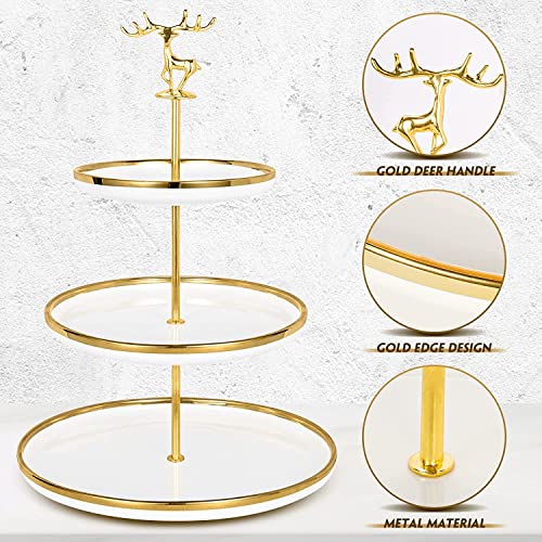 3 Tier Porcelain Cake Stand，Afternoon Tea Stand，3 Tier Cupcake Stand for Party，Dessert Table Display Set，Cupcake Stand for 24 Cupcakes，Tiered Tray Stand，Three Tier Dessert Stand