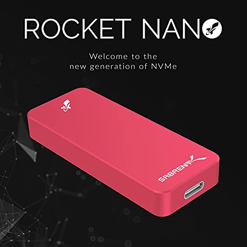 SABRENT 1TB Rocket Nano External Aluminum SSD Up to 1000MB/s (Red) (SB-1TB-NANO-RED)