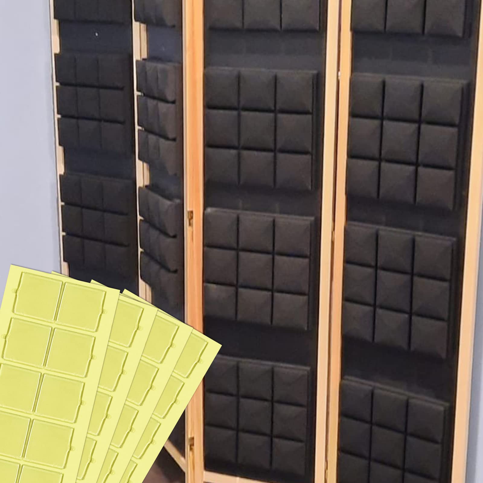 100PCS Mounting Squares for Acoustic Foam Panels,Double Sided Tape Squares for Sound Foam Panels,Foam Adhesive Squares Pads, 1 Inch