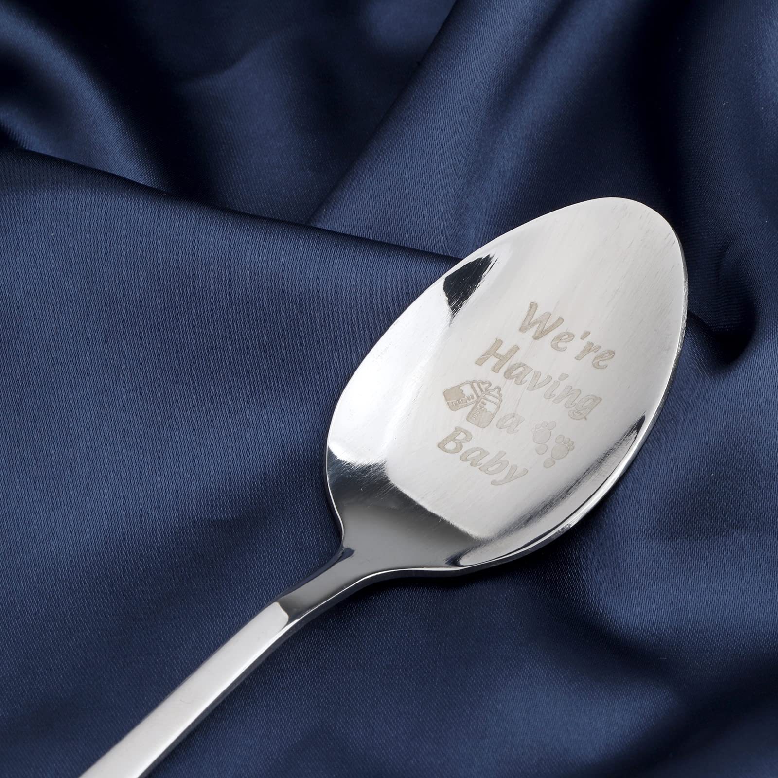 KEYCHIN Pregnancy Quotes Gift Pregnancy Reveal Spoon Announcement Husband Gift You're Going To Be A Daddy Engraved Stainless Steel Spoon for New Dad (Having a Baby spoon)