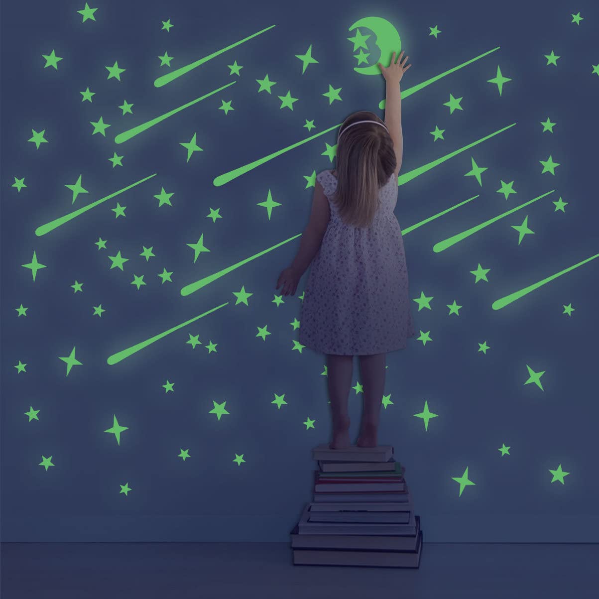 216 PCS Glow in Dark Stars and Moon, Glowing Stars Stickers for Ceiling and Wall Decals, Perfect for Kids Bedding Room or Party Birthday Gift
