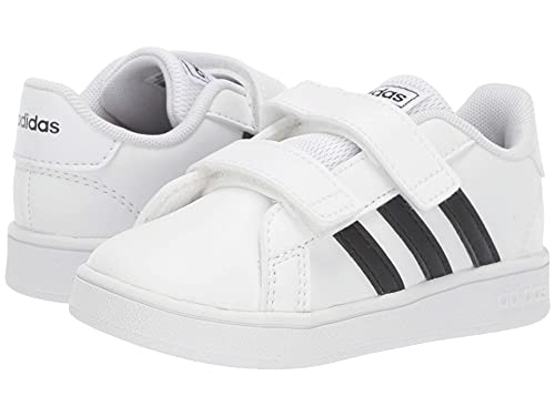 adidas unisex baby Grand Court Sneaker, White/Black/White/White, 3 Infant US