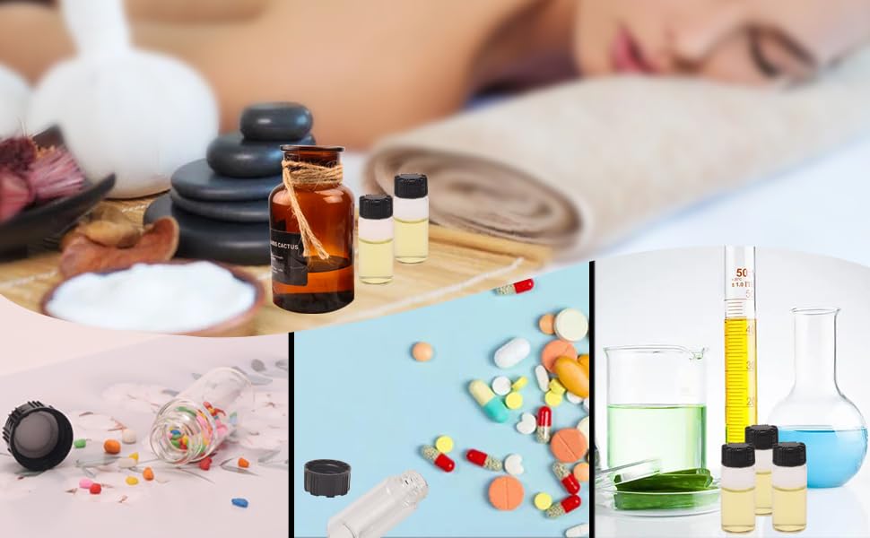 14pcs 5ml Mini Clear Glass Bottle Vials and Plastic Cap Small Essential Oil 1/6 oz Small Liquid Sample Vial Leak-Proof Vial