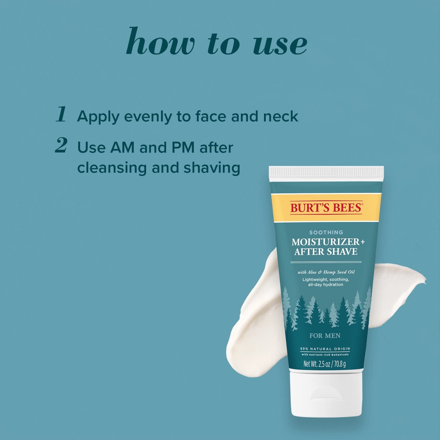 Burt's Bees Soothing Moisturizer + After Shave with Aloe & Hemp, For Men, 2.5 Ounces