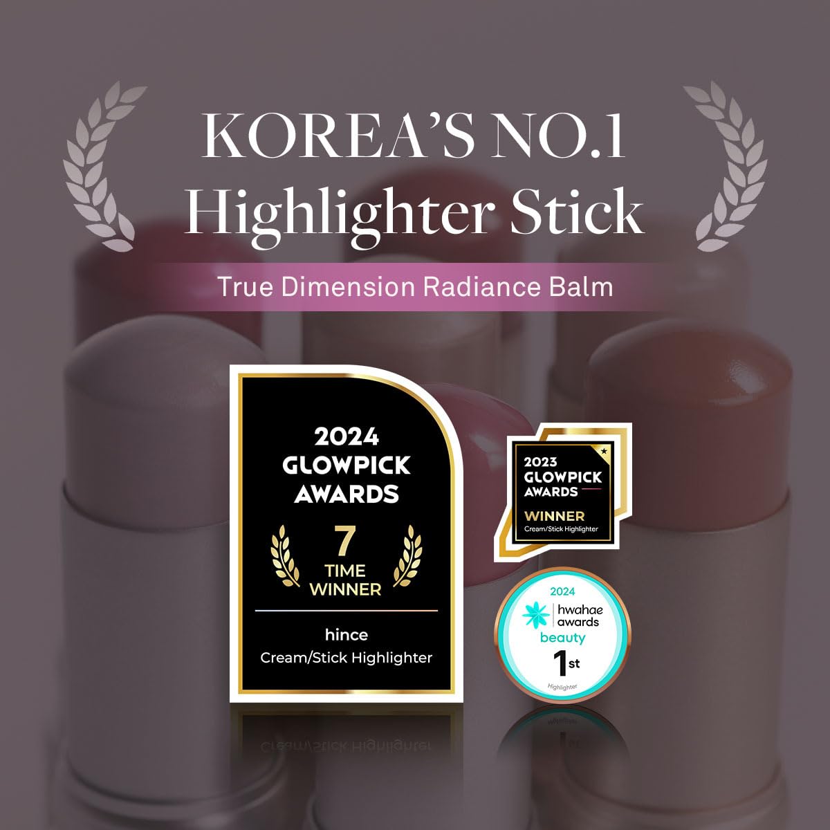 hince True Dimension Radiance Balm 10g - Shimmer Glow Face Highlighter Stick, Cream Blush Stick, Glass Skin, Korean Beauty, Valentines Day Gift for Women (LIGHT, LT001)