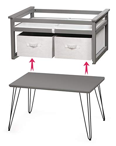 Badger Basket Contempo Convertible Changing Table for Infants and Babies - Includes Two Baskets, Gray/White