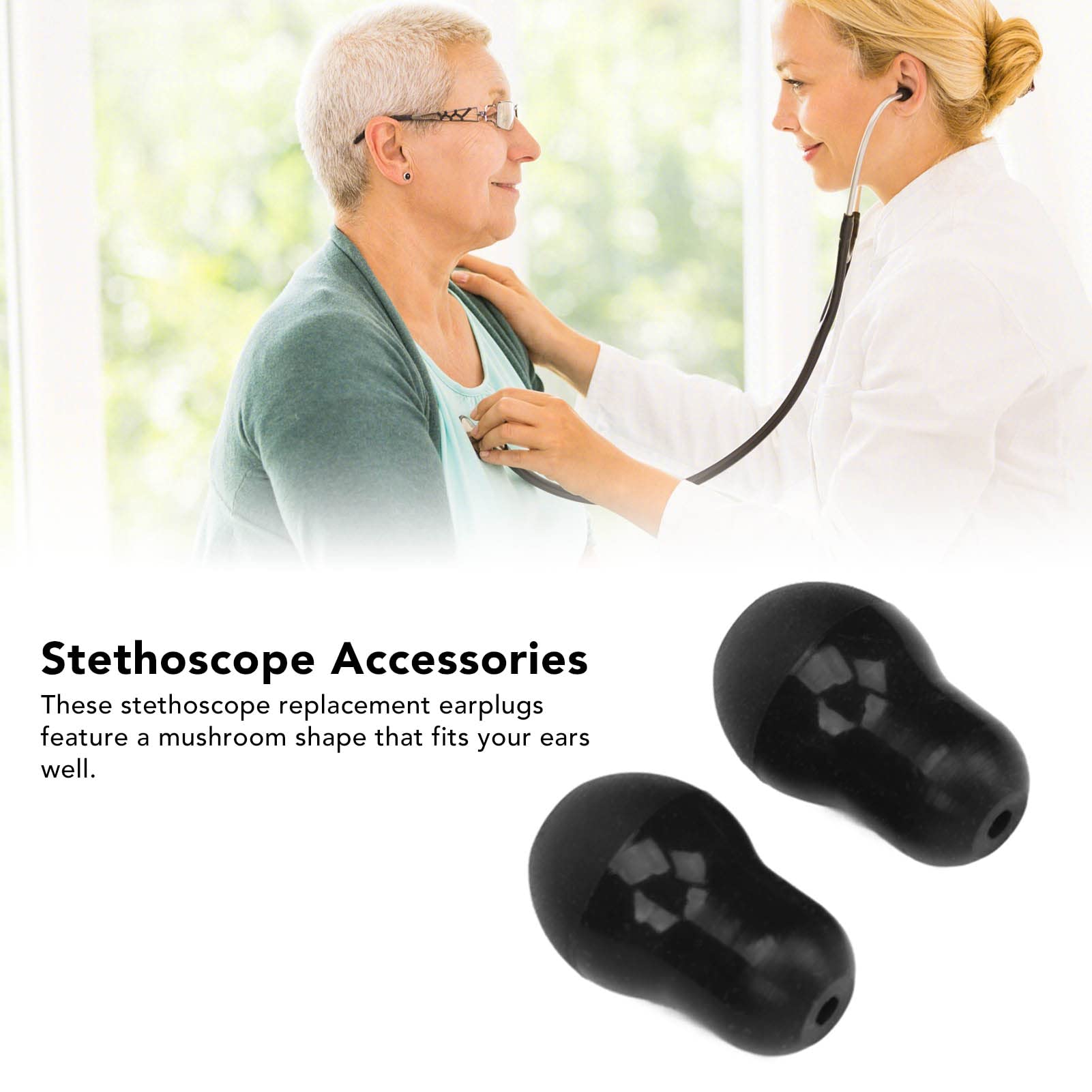 10pcs Universal Replacement Ear Tips for Stethoscope, Comfortable Soft Silicone Stethoscope Spare Parts Kit, 2.5mm Silicone Stethoscope Earplugs for 5mm Ear Hooks