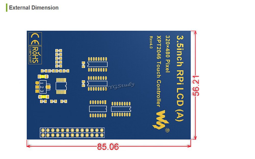 3.5 inch 320*480 Resistive Touch Screen TFT XPT2046 LCD compatible with Raspberry Pi 1/2/3 Model B B+ A+ Raspbian Video Photo Display System @XYGStudy