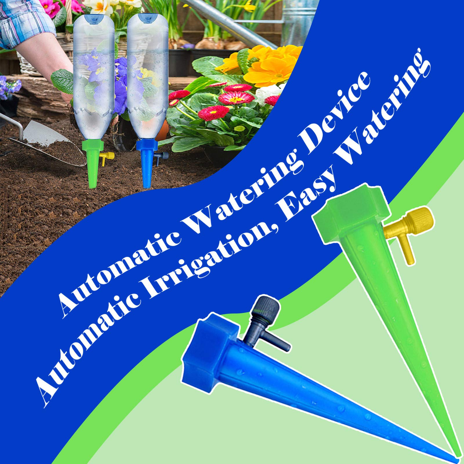 ArtnIndia 12PCS Plant Self Watering Spikes Devices Automatic Irrigation Equipment Watering with Slow Release Adjustable Control Valvethe On Off for Outdoor and Vacation Plant Watering