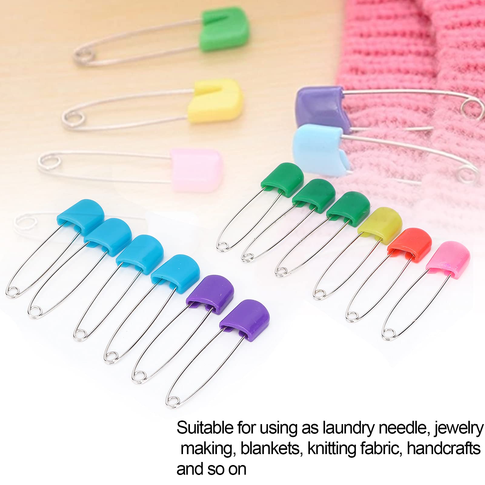 Diaper Pins Baby Safety Pins, Large Colored Safety Pins, Stainless Steel Safety Locking Baby Cloth Diaper Nappy Pins (#3)