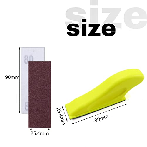 120Pcs Micro Detail Sander Paper Kit Micro Zip Finger Sander Handle Mini Mouse Sander 3.5 x 1 Inch Silicon Carbide Assorted Grit of 400 600 800 1200 1500 2000 for Wood Polishing Metal Automotive