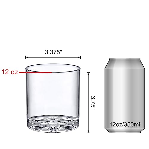 Amazing Abby - Liberty - 12-Ounce Plastic Tumblers (Set of 6), Plastic Drinking Glasses, All-Clear Reusable Plastic Cups, BPA-Free, Shatter-Proof, Dishwasher-Safe