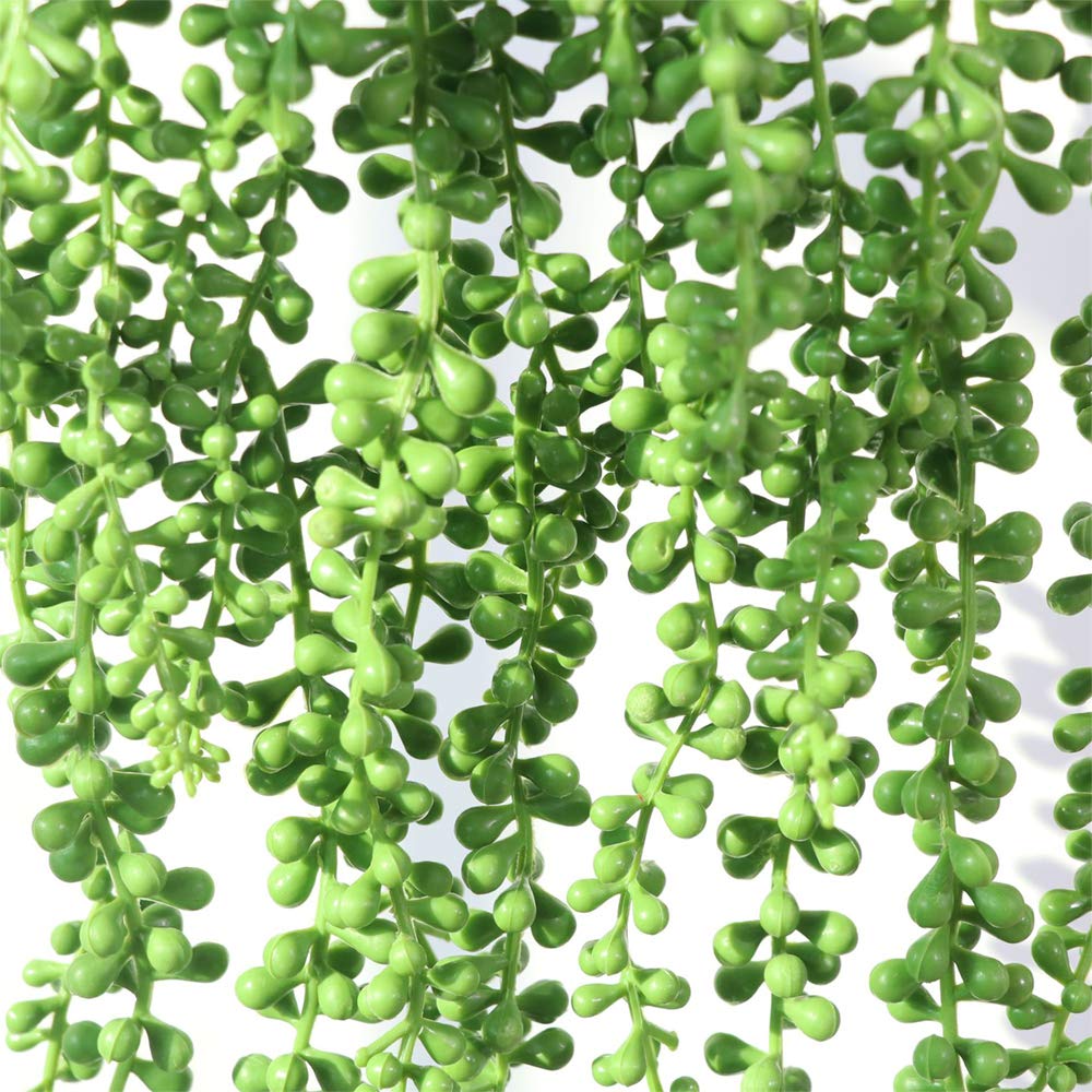 3 Pcs String of Pearls Plant Artificial Hanging Succulents Plants for Home Garden Decor (Pots Not Included) (Dark Green)