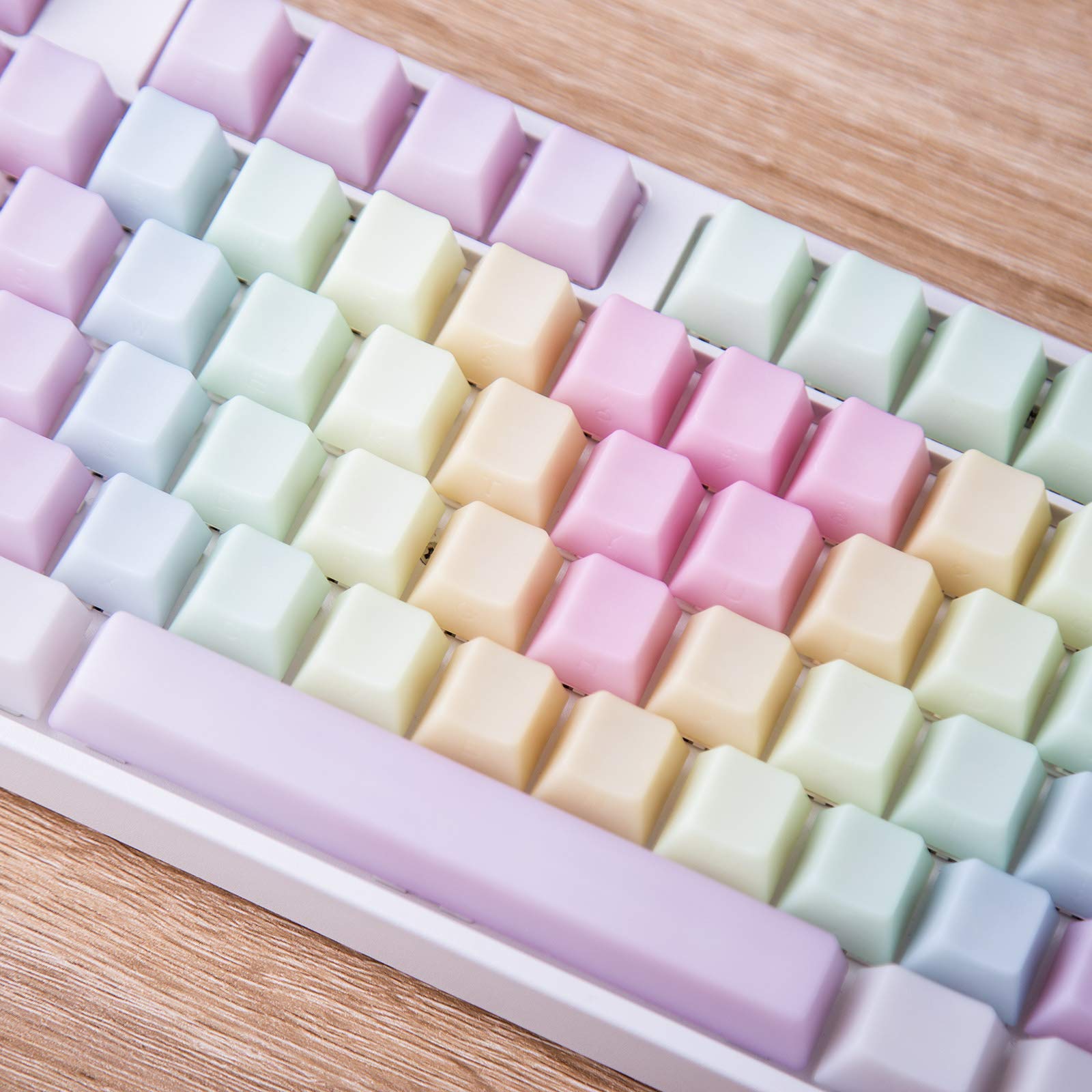HMANE 109 Keys POM Jelly Keycaps Set, Rainbow Blank Doubleshot Translucent OEM Profile Mechanical Gaming Keyboard Keycaps for 60ï¼…/87 TKL/104/108 Cherry MX Switches (Rainbow/Side Printed)