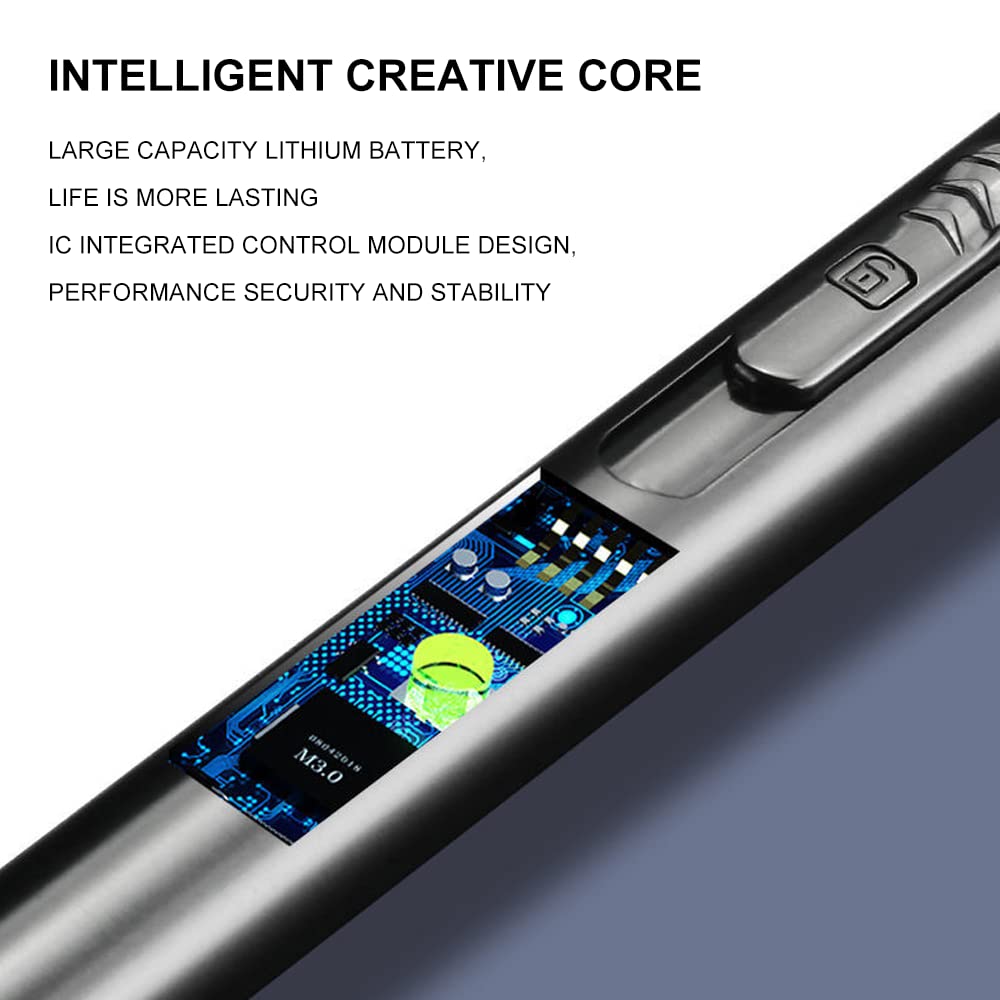 AAA Lighter Electric Lighter Candle Lighter USB Lighter with Upgraded LED Battery Display Safety Switch for Kitchen Candle Cooking BBQs Fireworks Rechargeable Flameless Plasma Windproof Pocket Size