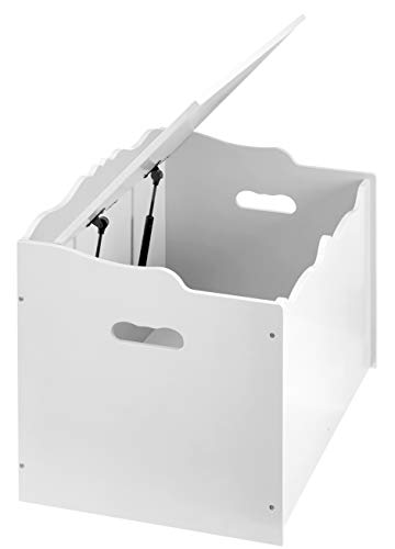 Amazon Basics Kids Toy Box, Wooden Organizer Storage Chest,White, 30" x 18" x 19"