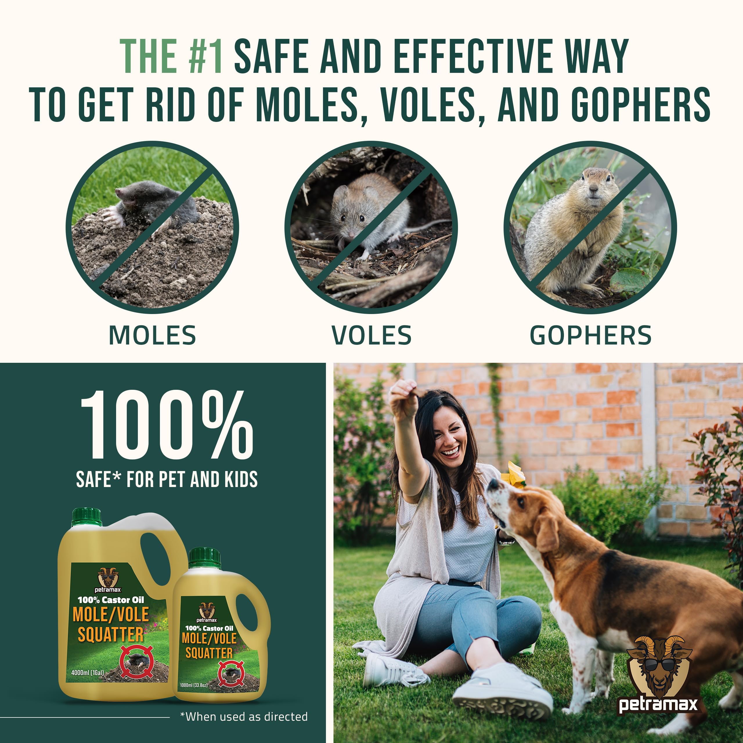 100% Castor Oil for Mole for Lawns Getting Rid of Ground Moles - Most Effective Way to Remove Gopher, Mole, Vole Castor Oil - Pet Safe, Food Grade (1/2 Gallons)