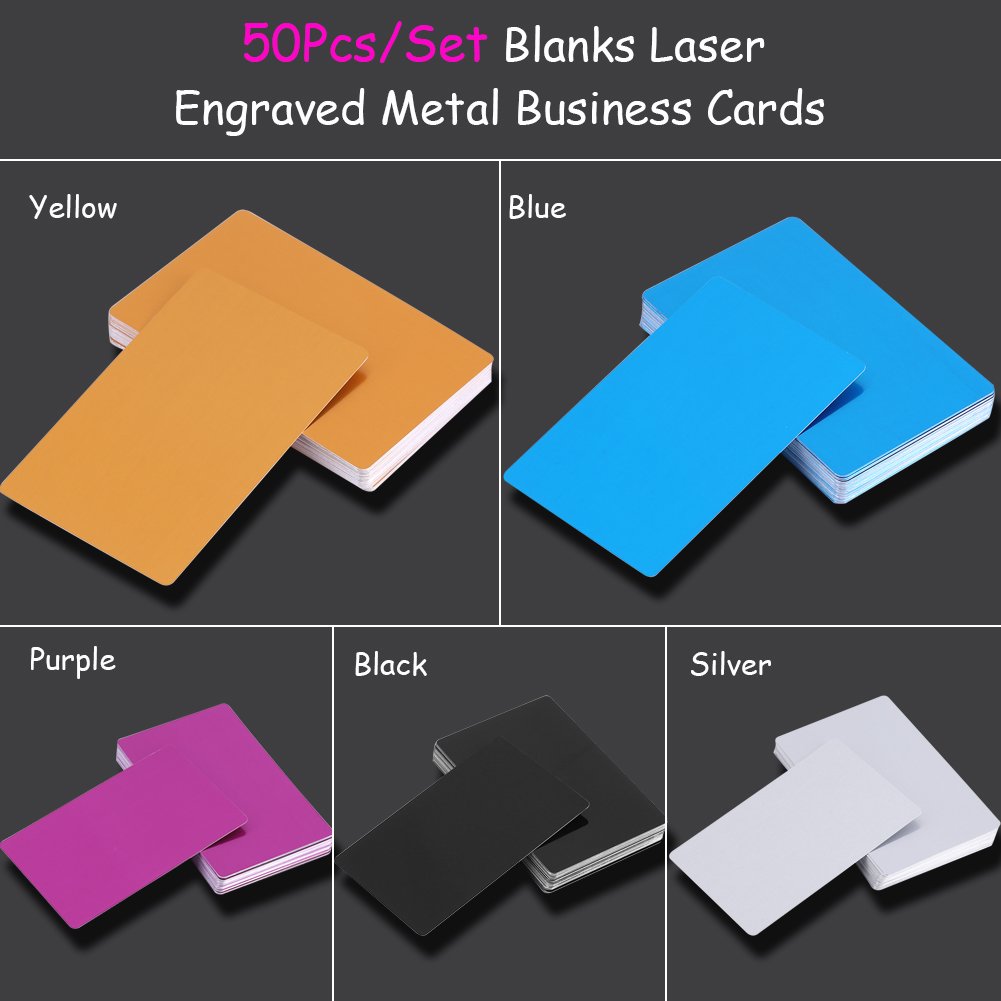 50Pcs Sublimation Metal Business Cards,Engraved Metal Business Cards Sublimation Blanks 3.4x2.1in Thicknes(Black)