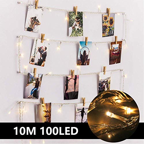 100 LEDs 32FT Window Curtain String Light Wall Decor & Christmas Wedding Party Home Garden Bedroom Outdoor Indoor Wall Decorations, Warm Yellow