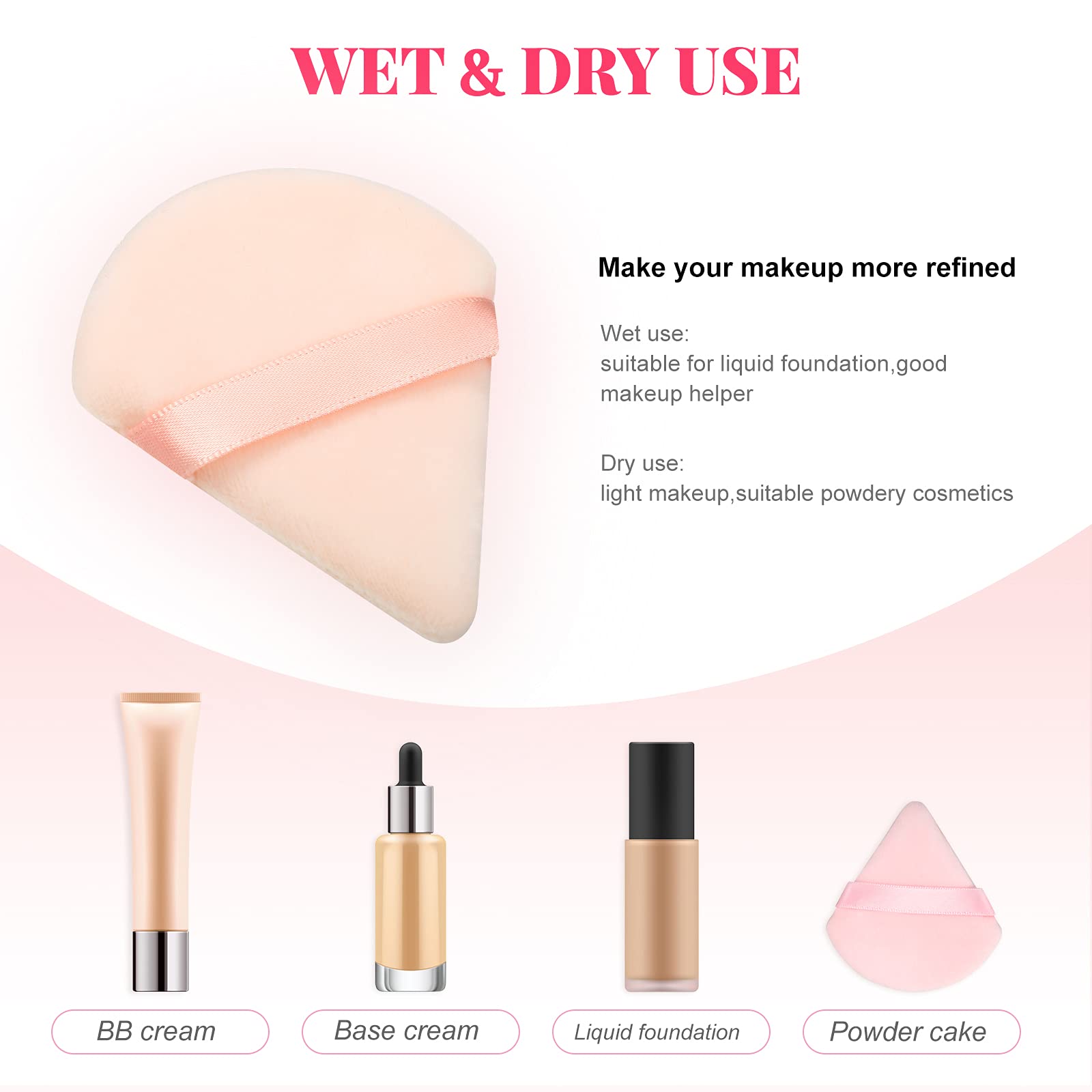Patelai 15 Pcs Triangle Powder Puff Ultra Soft Pure Cotton Makeup Puffs Washable Face Velour for Cosmetic Foundation Sponge Makeup Tool(Black)