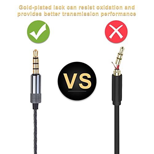 Saipomor HD202 Cord Replacement Audio Cable with in-line Microphone and Control Compatible with Sennheiser HD202 HD497 HD437 HD447 HD212 pro Headphones(Black)