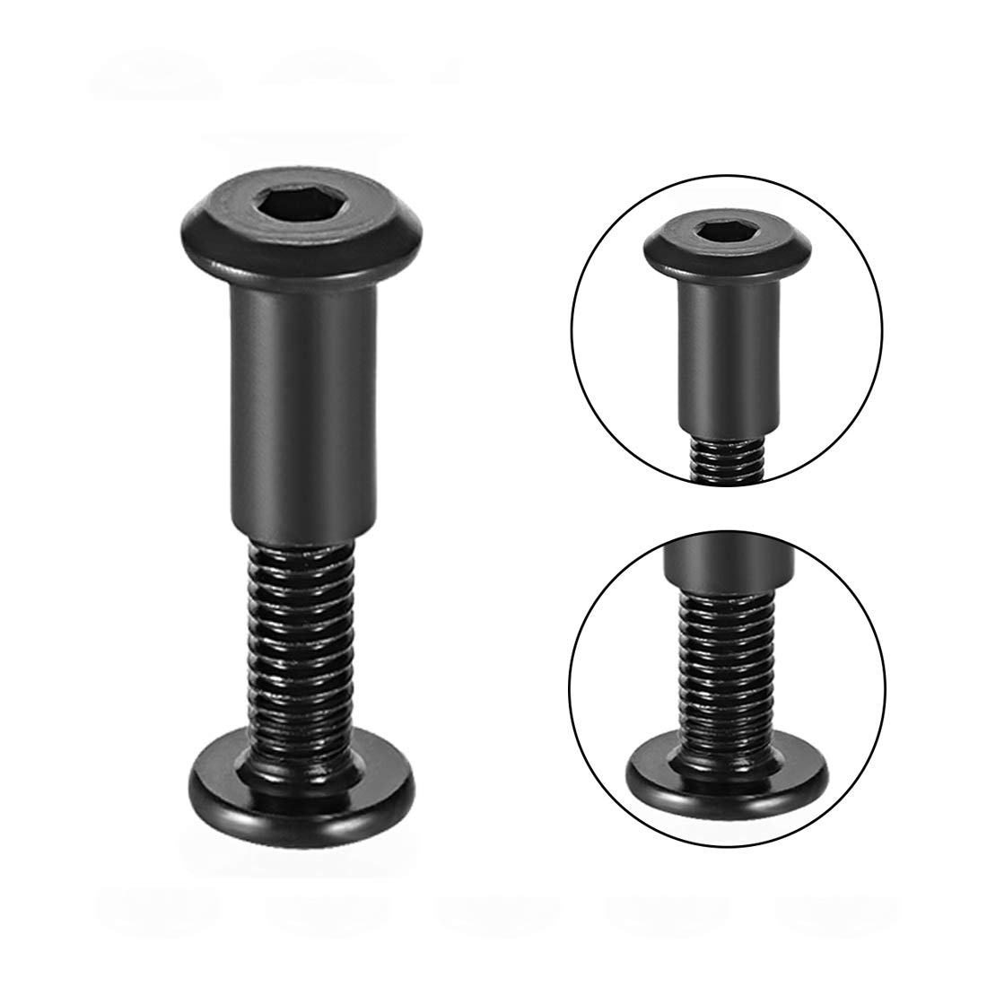Awclub Screw Post Fit for 5/16"(8mm) Hole Dia, Male M6x50mm Belt Buckle Binding Bolts Leather Fastener Carbon Steel Black 10 Sets