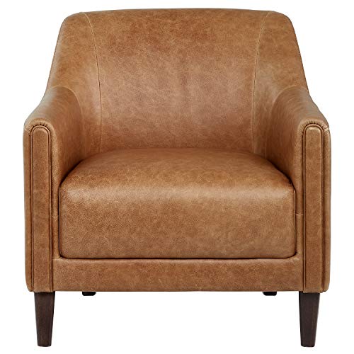 Amazon Brand β Stone & Beam Grover Modern Living Room Accent Chair, 30"W, Cognac Leather