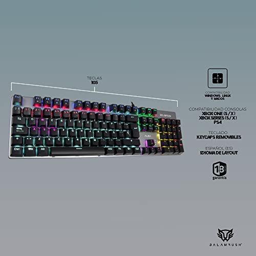 BALAM RUSH, Azender Series, Alaba - KG745, RGB, Blue Switch, Mechanical Keyboard, Black,