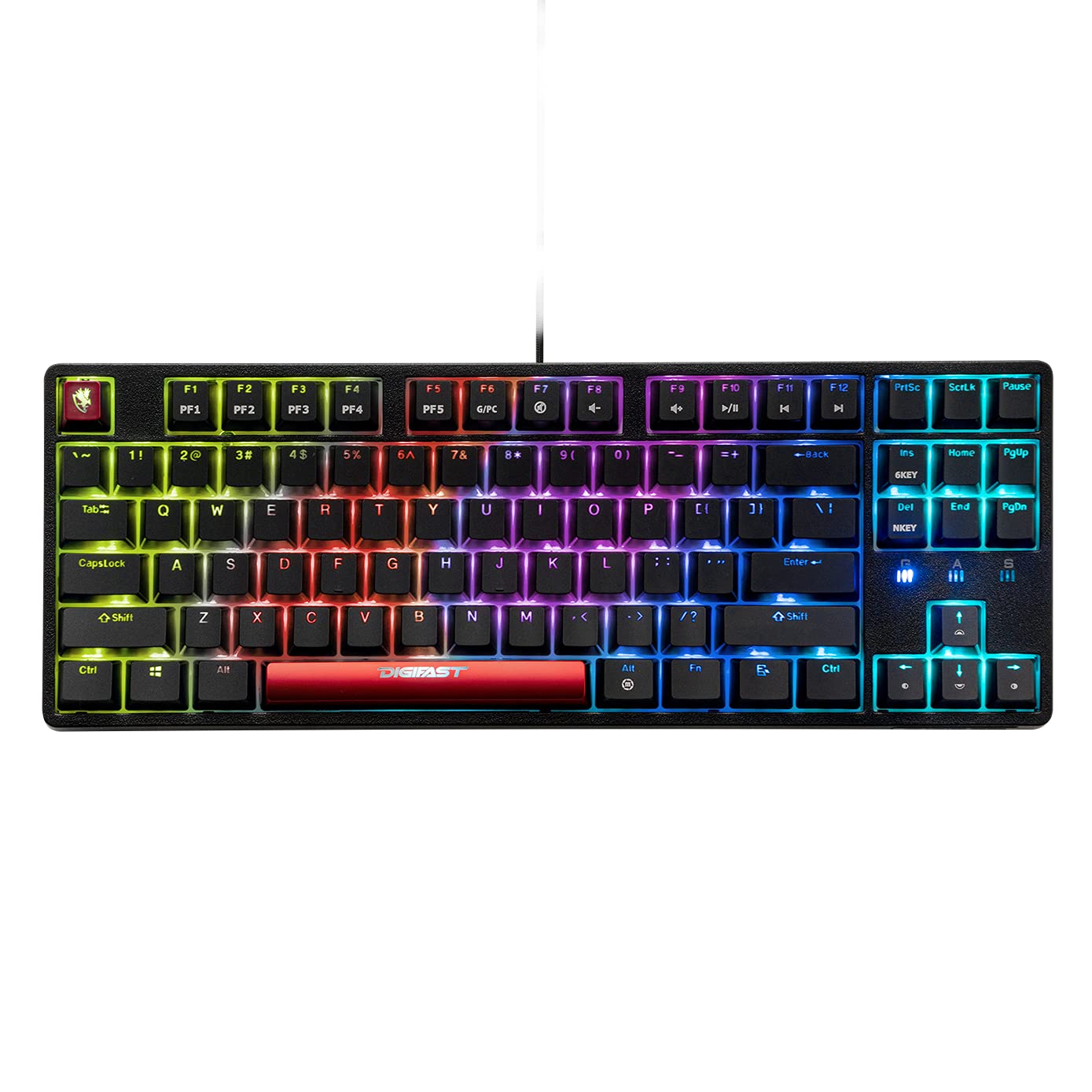 Digifast CS-21 Mechanical Gaming Keyboard - RGB Backlit Gaming Keyboard - Tenkeyless TKL Gaming Chronus Series Keyboard with Cherry MX Switches (Red Axis)