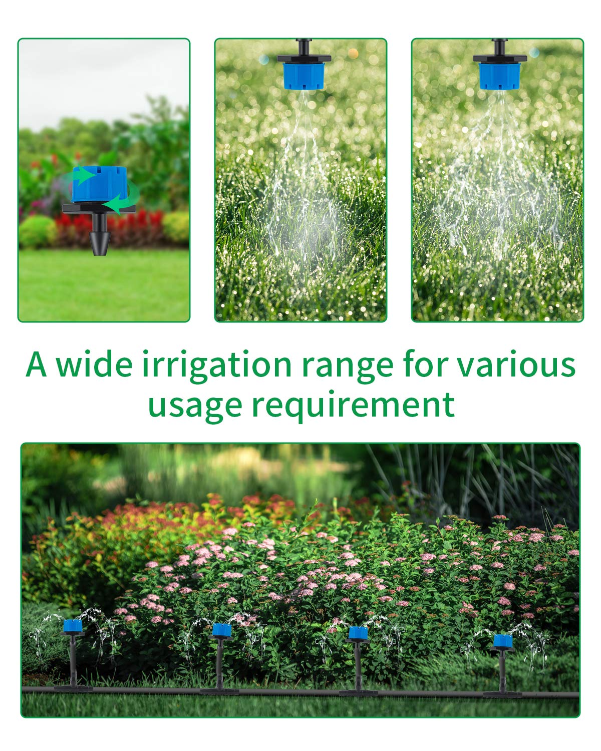 82ft/25m Drip Irrigation Kits, Garden Irrigation Accessories, Automatic Plant Watering System with 1/4” Blank Distribution Tubing Hose, Set for Garden Greenhouse Patio Lawn Flower Bed(Blue)