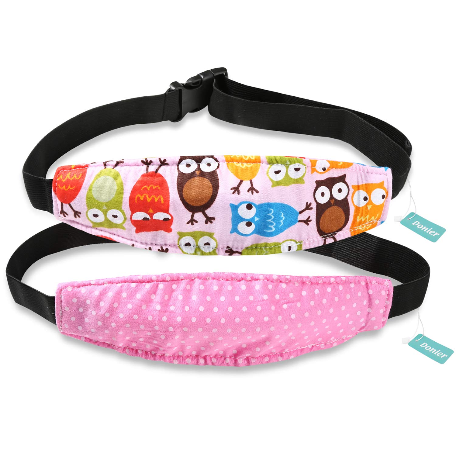 2 Packs Toddler Car Seat Neck Relief and Head Support, Pillow Support Head Band Easy Installation On Most Convertible Seats and Safety to Babies and Kids(Pink）