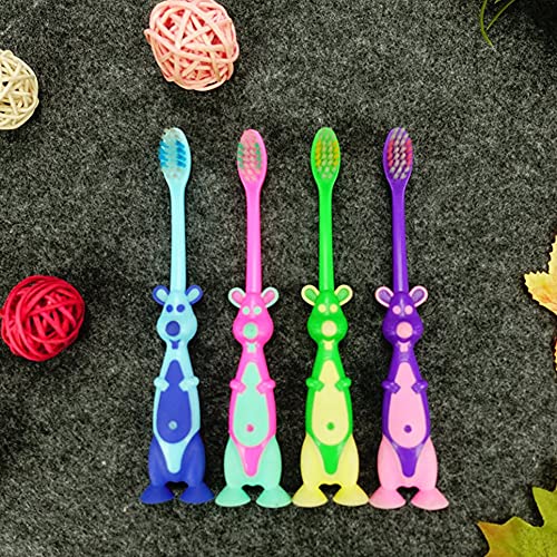 Kiminors, dobrygalpe 4 Pcs Cartoon Kangaroo Small Head Children Toothbrush With Extra Soft Bristles,Colorful, 40 x 100 x 80 MM
