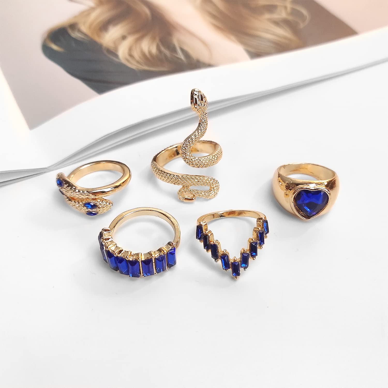 13Pcs Vintage Knuckle Rings Set for Women, Joint Stack-able Finger Rings.Bohemian Retro Jewelry Boho Snake Butterfly Heart Chunky Stacking Pack. Crystal Gold and Silver with Storage Case, Gold,Silver