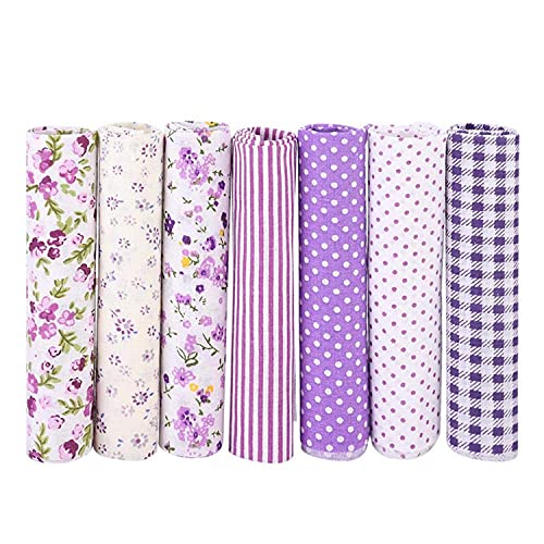 7pcs Different Pattern Patchwork Fabric 100% Cotton Batiks Sewing Scrapbooking Quilting Artcraft for Sewing Craft Cloth DIY Wallet Cushion Cover(5050cm)