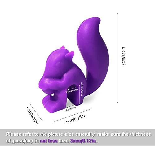 10Pcs Drink Markers, Squirrel Silicone Wine Charms, Assorted,Silicone Glass Markers for Bar Party, Tea Bags Holders Cup Mug, Tea Bag Coasters, Martinis Cocktail Champagne Stem Glasses(Suitable for cups with thickness over 0.3cm/0.12in)