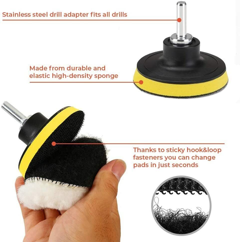 11 PCS Car Buffing Pads Polishing Sponge Waxing Foam Polisher Buffer Set for Drill 3 Inch/4 Inch/5 Inch/6 Inch/7 Inch (4 INCH)