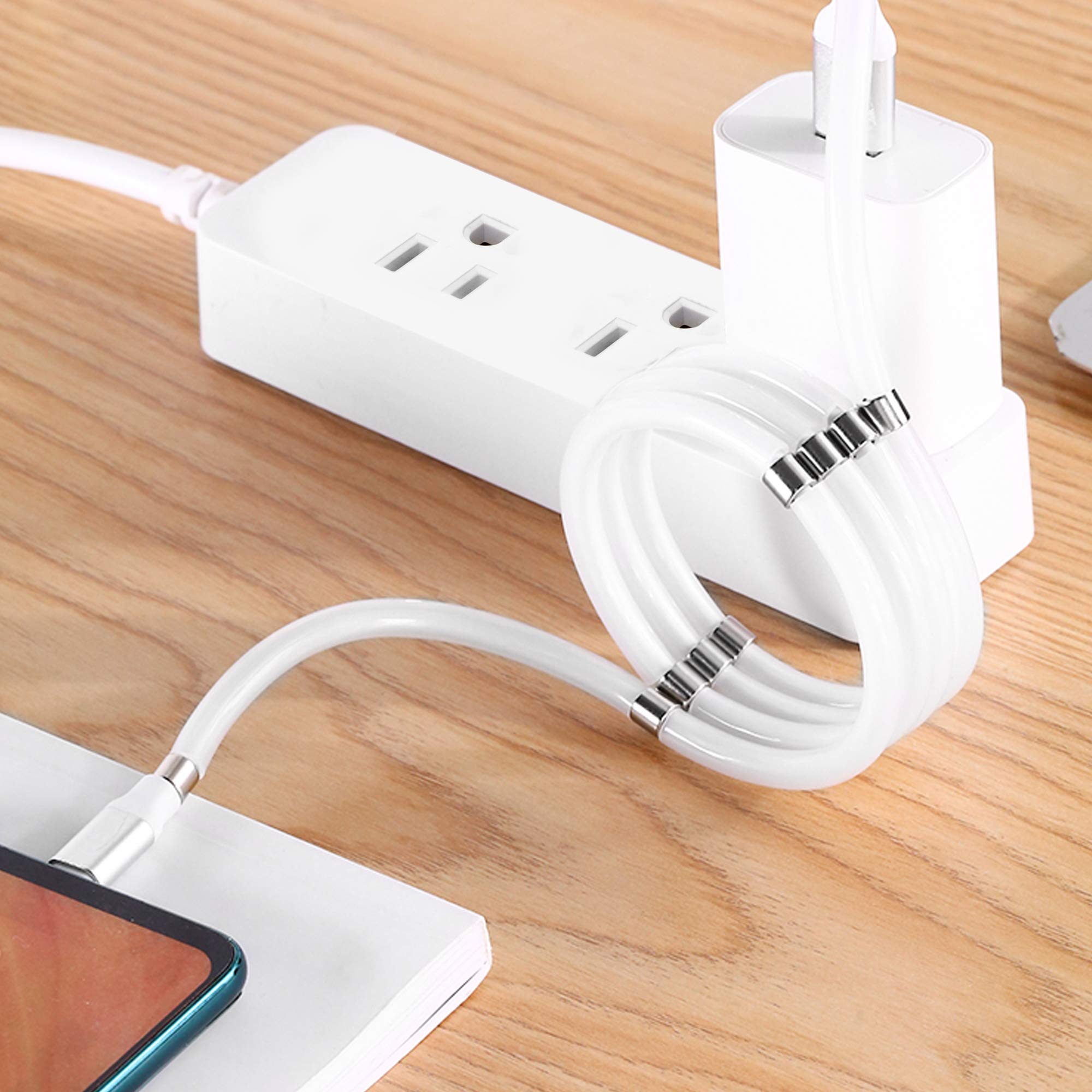Aduro Magnetic Self Winding Fidget Lightning iPhone Charger Cable MFi Certified Charging Cable Cord For iPhone 12 11 Xs Max XR X 8 Plus 7 Plus 6S 6 Plus SE 2020 5S iPad Pro iPod Airpods 3 Foot (White)