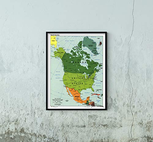 1998 Map| North America| North America Map Size: 18 inches x 24 inches |Fits 18x24 siz