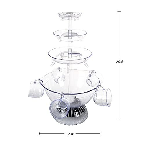 3-Tier Party Drink Dispenser β 1.5-Gallon Punch Fountain with LED Light Base and 5 Cups β Juice, Soda, or Mimosa Tower by Great Northern Party, Red